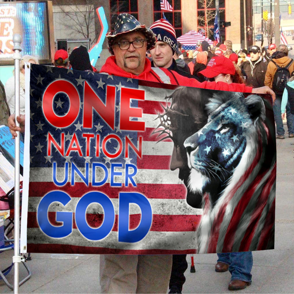Fyon Lion King Jesus Christ One Nation Under God Flag 41145 Indoor and ...