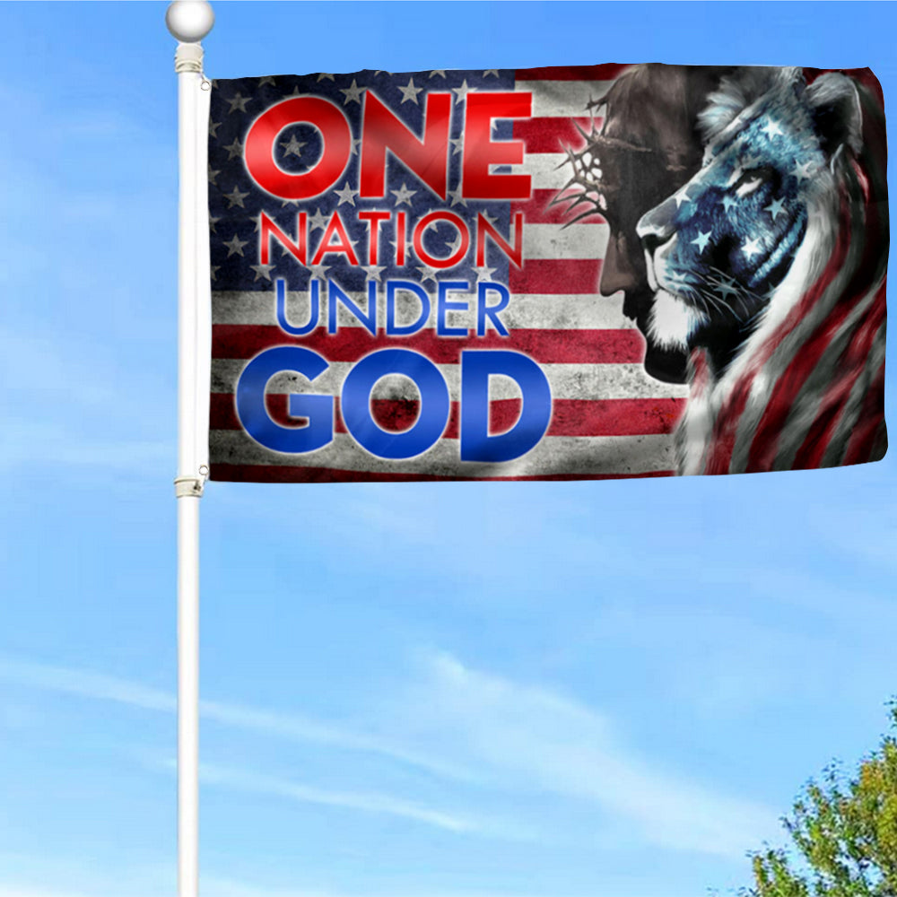 Fyon Lion King Jesus Christ One Nation Under God Flag 41145 Indoor and ...